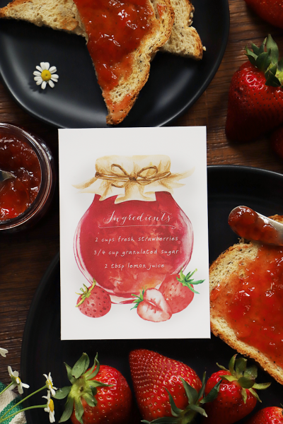 Strawberry Jam Recipe Card Printable - Paint Me Pink