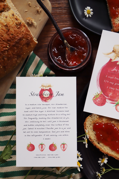 Strawberry Jam Recipe Card Printable - Paint Me Pink